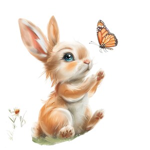 8 Bunny Watercolor Clipart Bunny JPJ,PNG Bunny Clipart,baby Rabbit ...