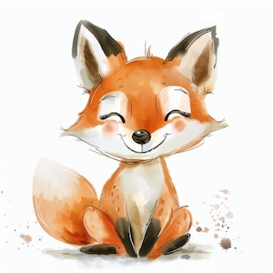 9 Cute Fox Animal Watercolor Clipart File Png Jpj Using This Gift,decor ...