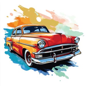 12 Watercolor Automotive Clipart Bundle, Classic Car, JPJ, Classic ...