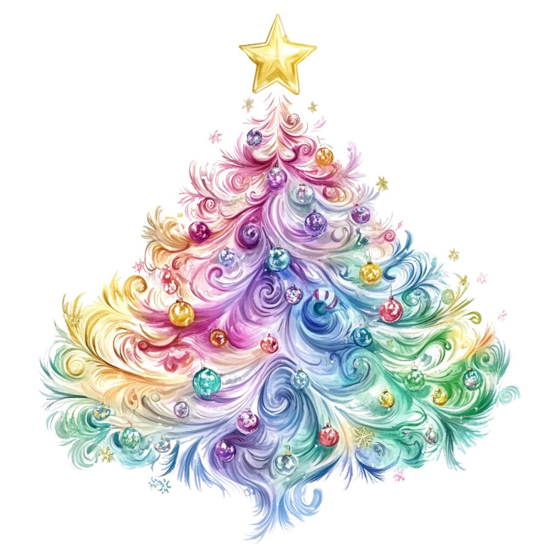 Watercolor Christmas Tree Clipart: Festive Holiday Graphics (PNG, JPG ...