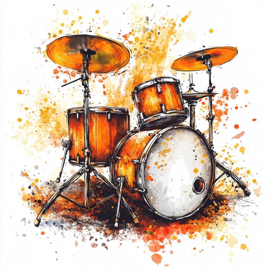 8 Watercolor Drum Clipart, Drum, Musical Instruments, Drum Dxf, Drum ...