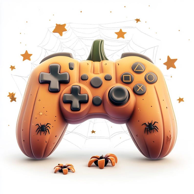 Halloween Gaming Controller Clipart: Spooky Pumpkin Design (PNG, JPG ...
