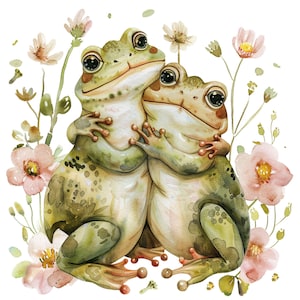 6 Friend Frog Animal Watercolor Clipart High Quality Printable File Png ...