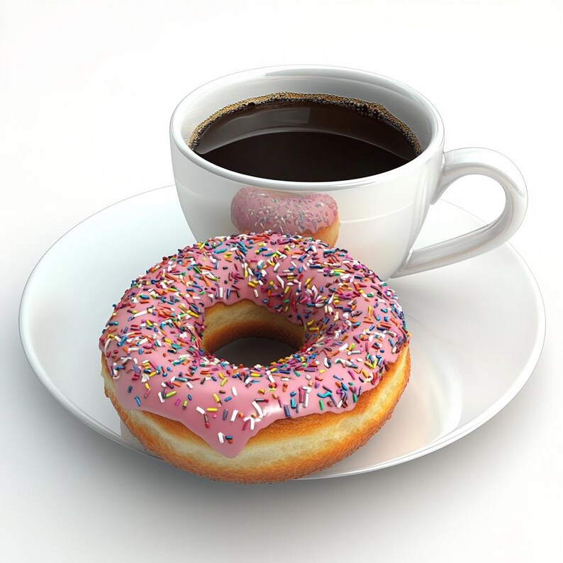 Donut & Coffee Clipart: Hand-drawn PNG, JPG (digital Download) - Etsy