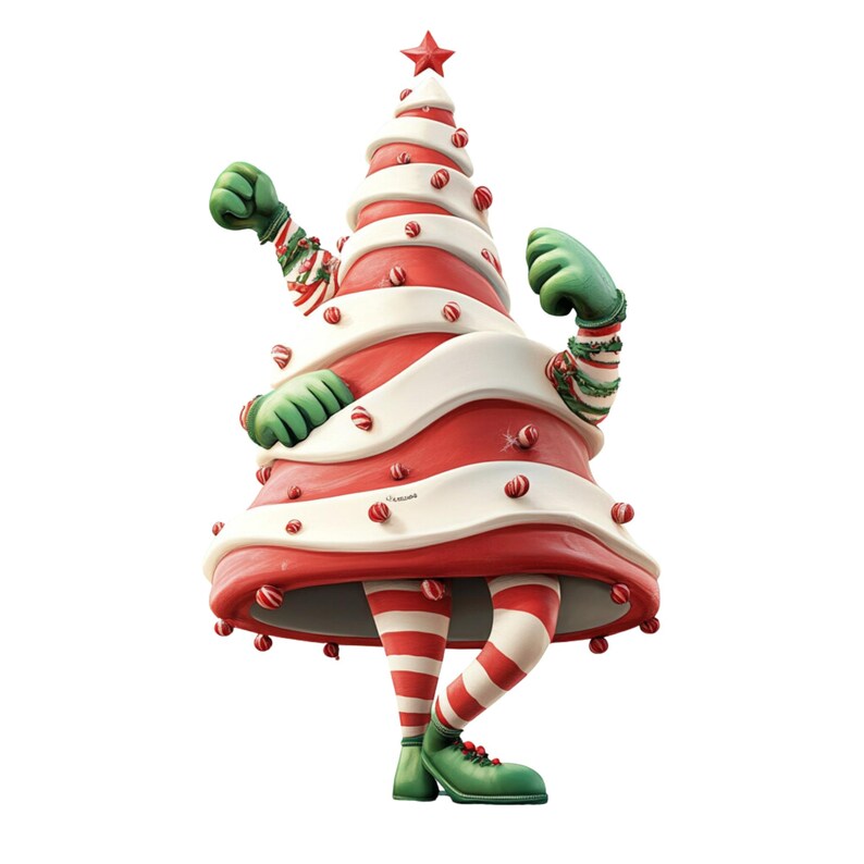 Funny Christmas Tree Clipart: Quirky Watercolor Xmas Design (PNG, JPG ...