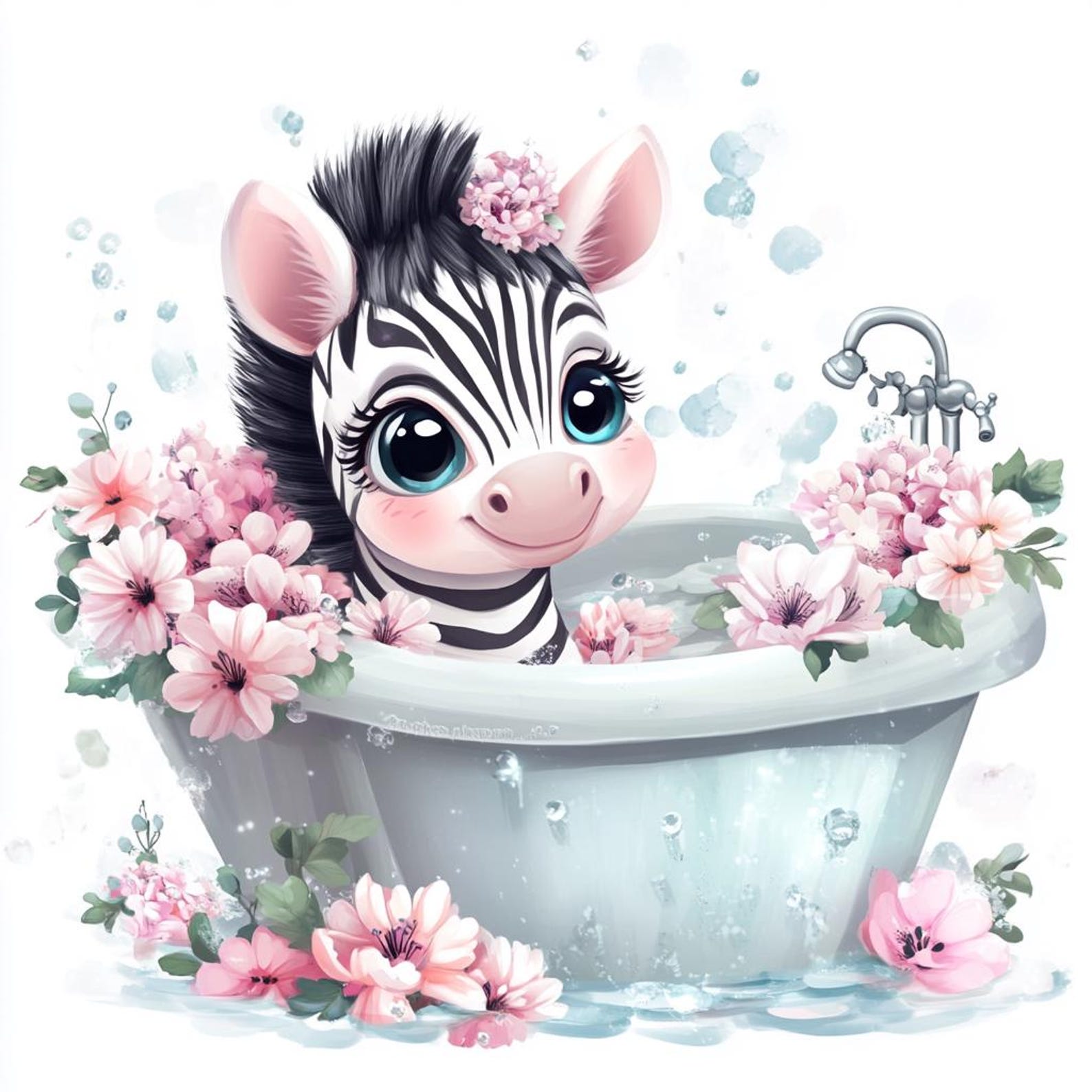 6 Watercolor Baby Zebra Clipart Bundle,pngjpj Cute Zebra Clipart ...