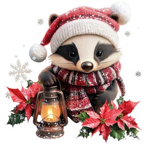 8 Christmas Badger Clipart, Printable Patchwork, Png,jpj, XMAS ...