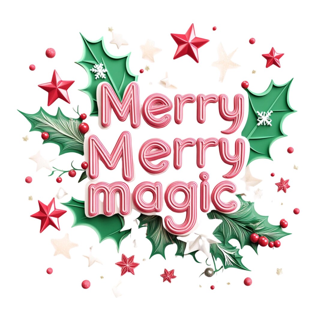 Merry Magic Christmas Clipart: Festive Holiday Designs (PNG, JPG) - Etsy