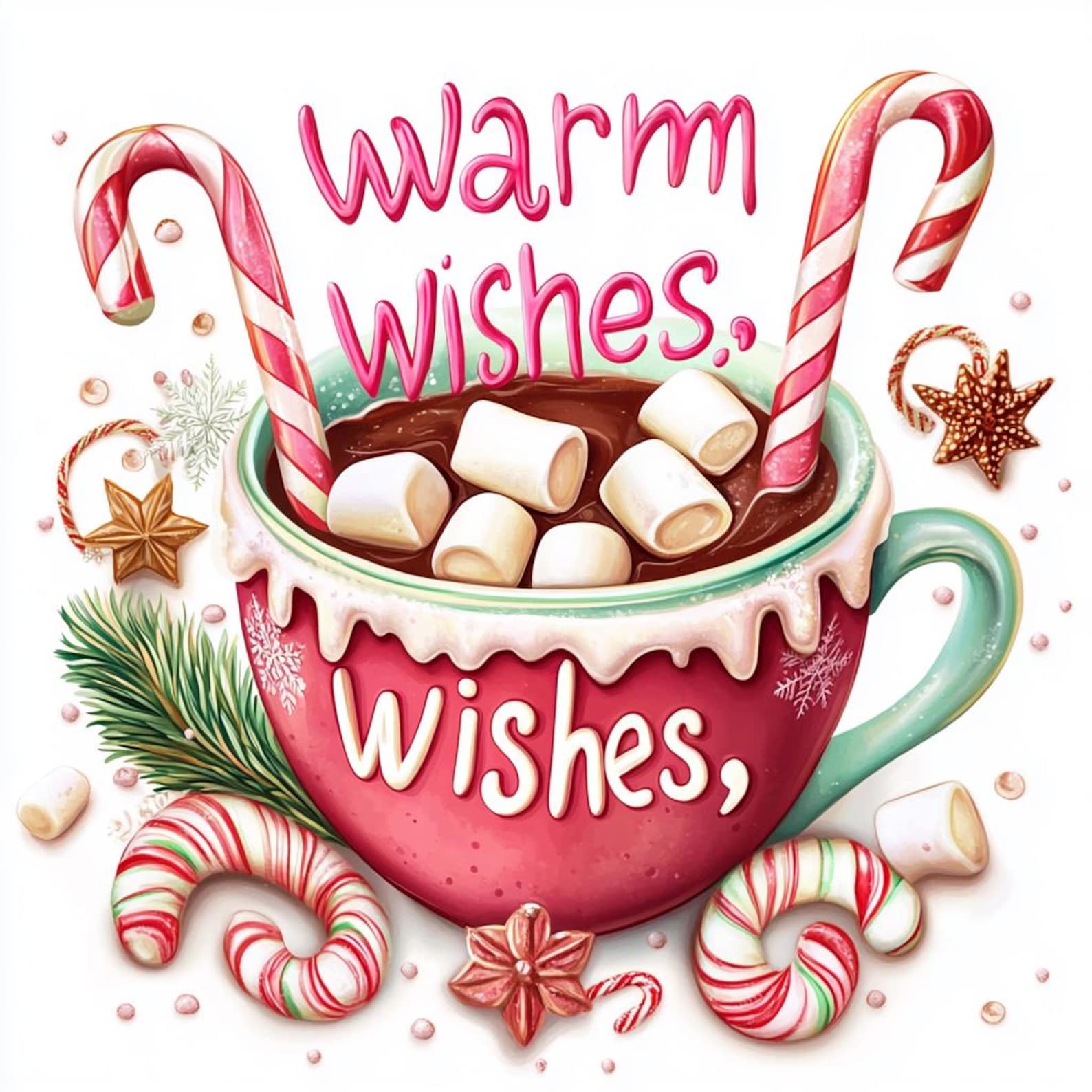 7 Christmas Sweet Clipart, Watercolor Coffee Clipart,png,jpj Hot ...