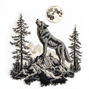 7 Wolf Clipart Howling Wolf, Full Moon Graphics Animal Clipart, White ...