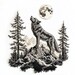 7 Wolf Clipart Howling Wolf, Full Moon Graphics Animal Clipart, White ...