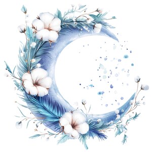 11 Beautiful Flower Moon Clipart Images, Png