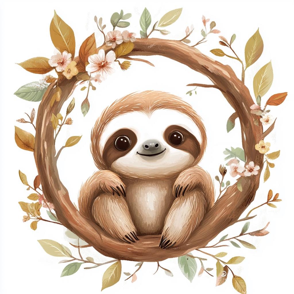 9 Sloth Clipart, Baby Sloth PNG, PNG,JPJ, Sloth Clip Art, Nursery Decor ...