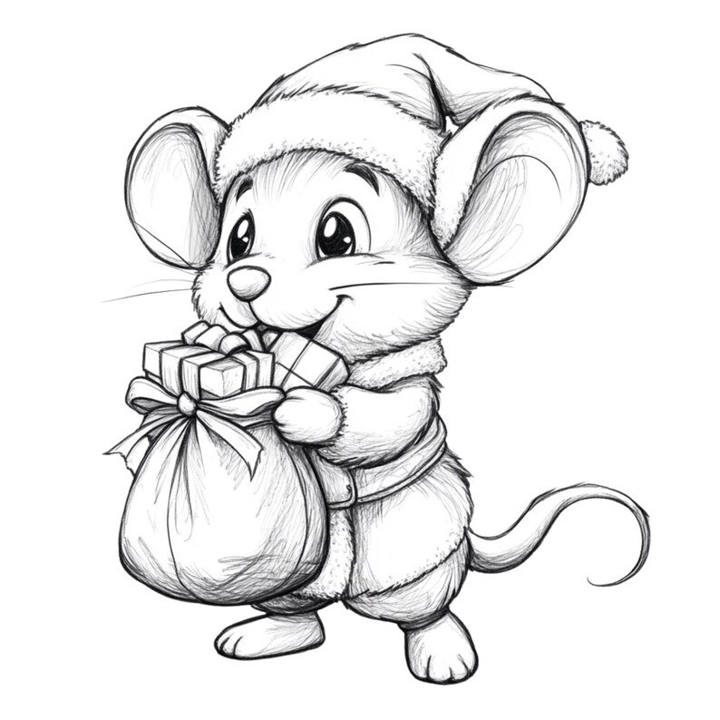 Watercolor Christmas Mouse Clipart: Festive PNG Bundle (commercial Use ...