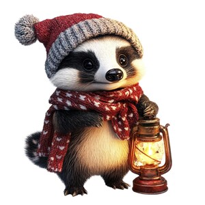 8 Christmas Badger Clipart, Printable Patchwork, Png,jpj, XMAS ...