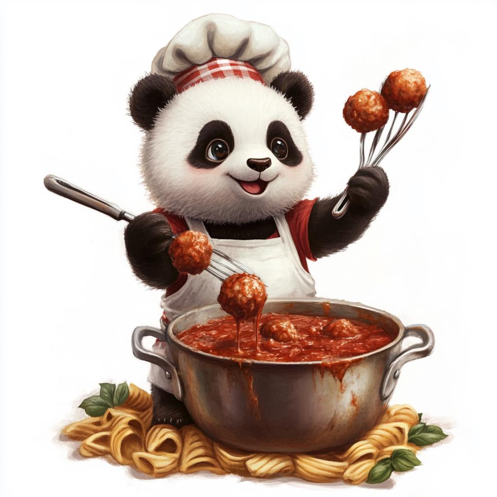 7 Watercolor Cute Funny Panda Clipart Adorable Baby Pandas Commercial ...