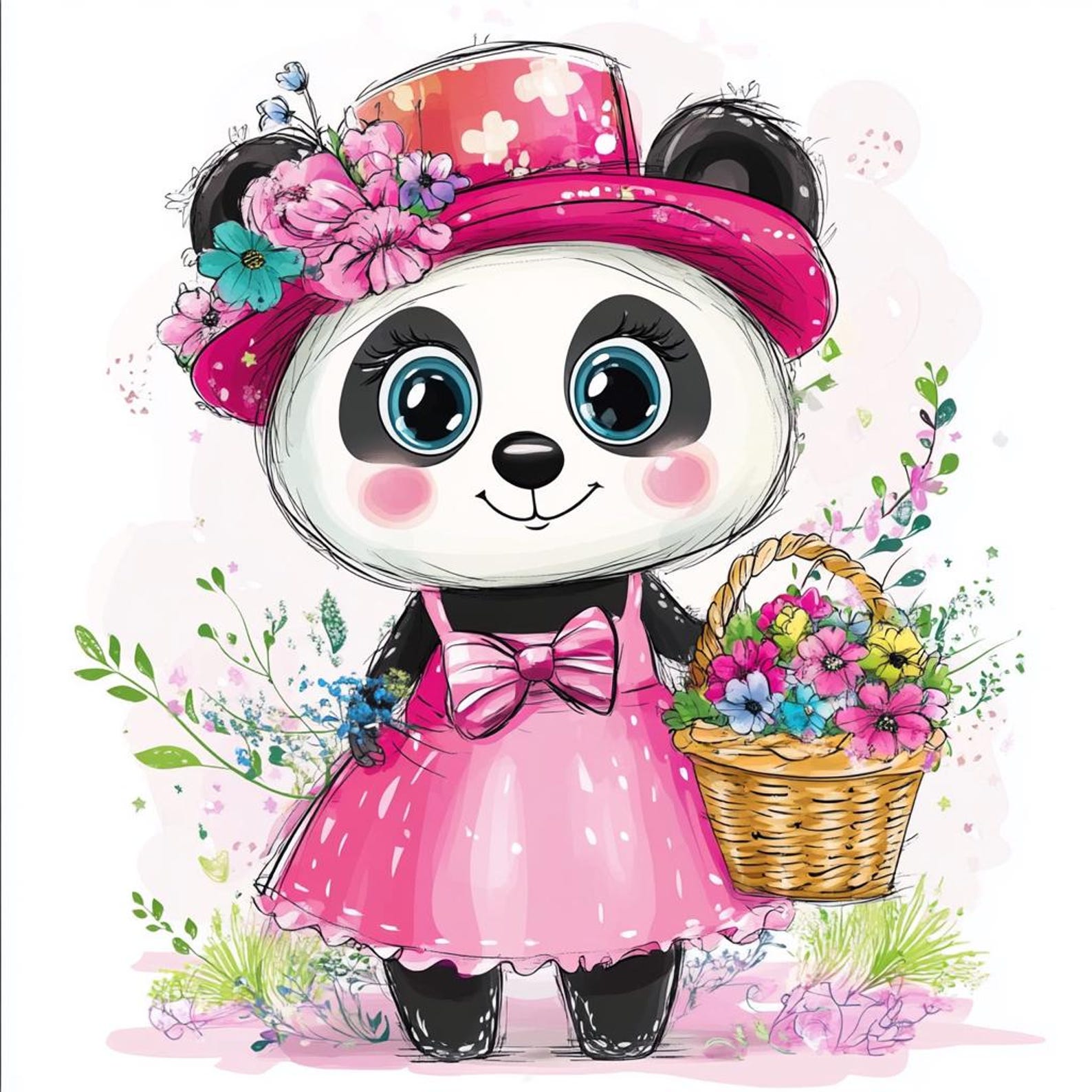 5 Cute Panda Watercolor Panda Clipart Panda Happy Panda Digital Clipart ...