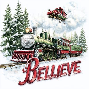 Christmas Santa Express Train Clipart: Holiday PNG Designs (commercial ...