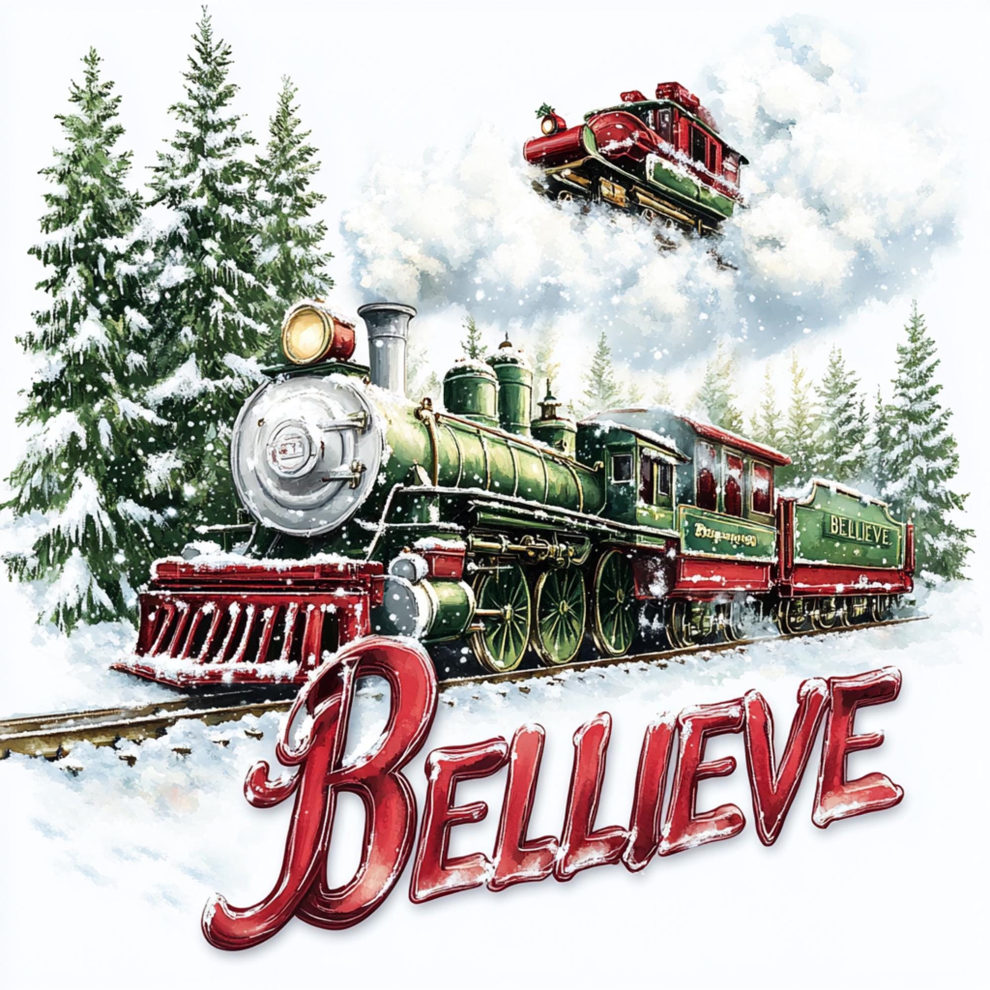 Christmas Santa Express Train Clipart: Holiday PNG Designs (commercial ...