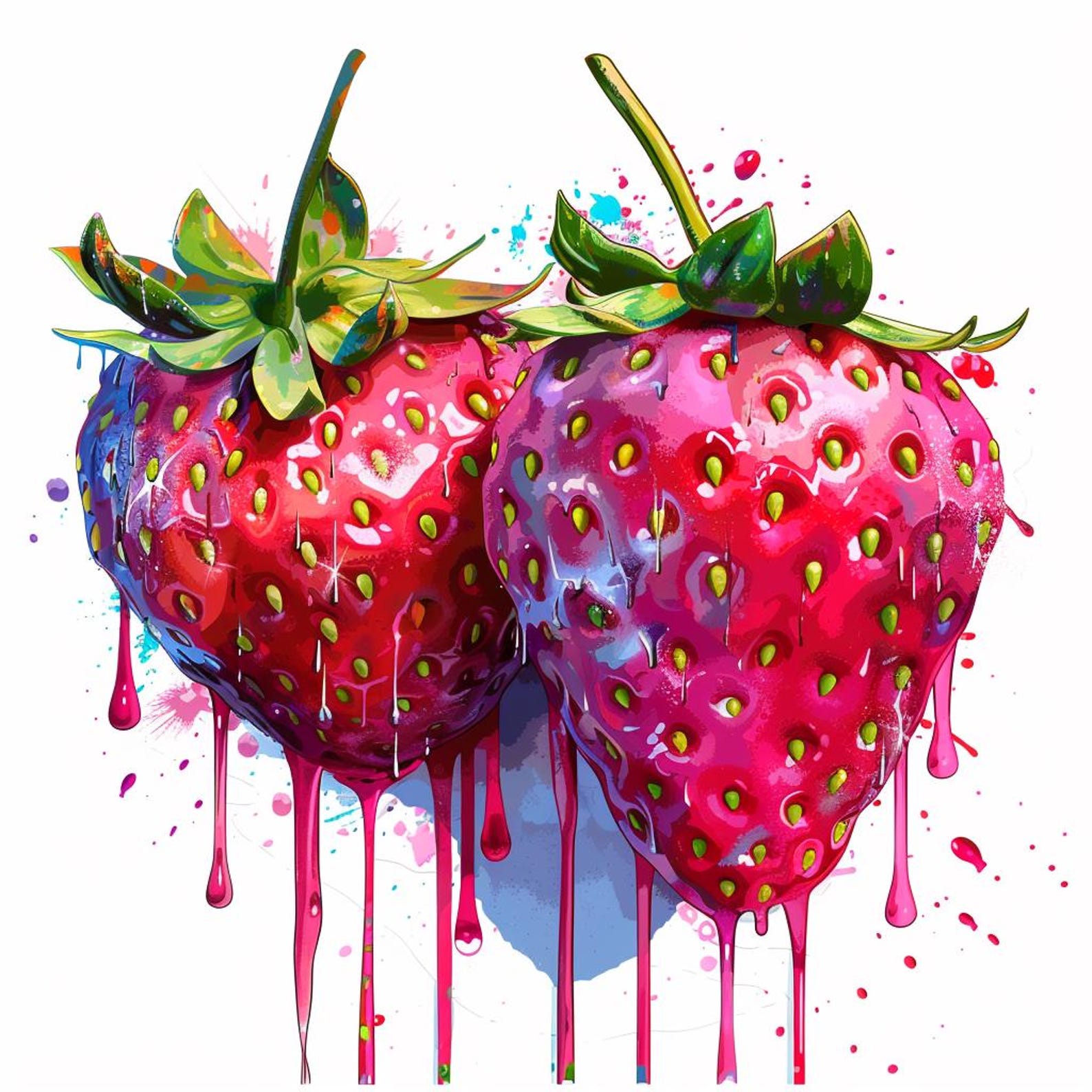 Watercolor Dripping Fruits Clipart Bundle: PNG, JPJ (digital Download ...