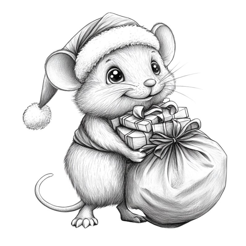 Watercolor Christmas Mouse Clipart: Festive PNG Bundle (commercial Use ...