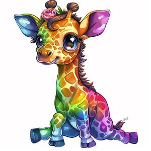 13 Watercolor Cute Giraffes Clipart,high-quality Jpg,cute Baby Giraffe ...