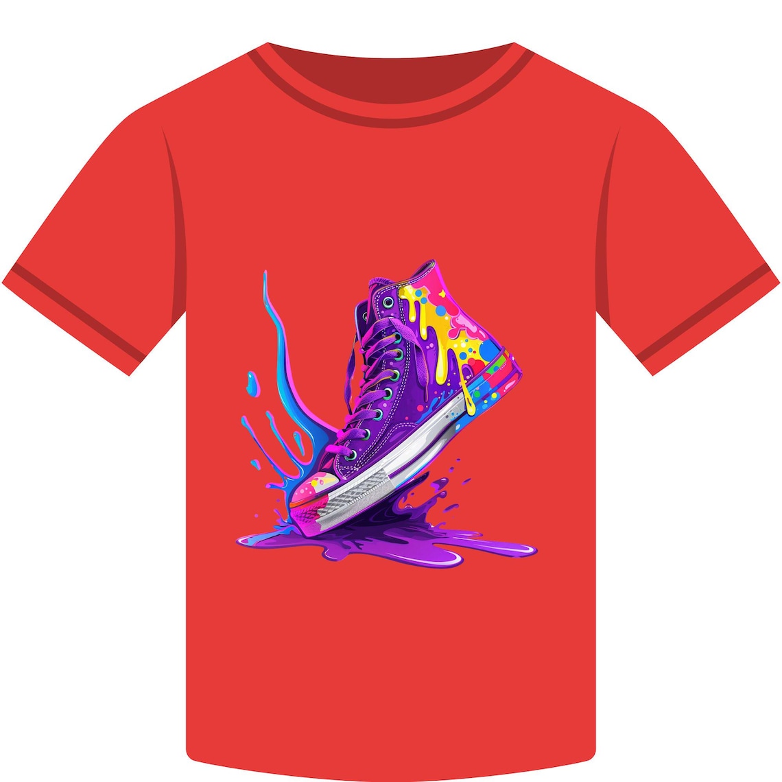 Dazzling Sneaker T-shirt Design, Shoes With Vibrant Dripping Png,jpej ...