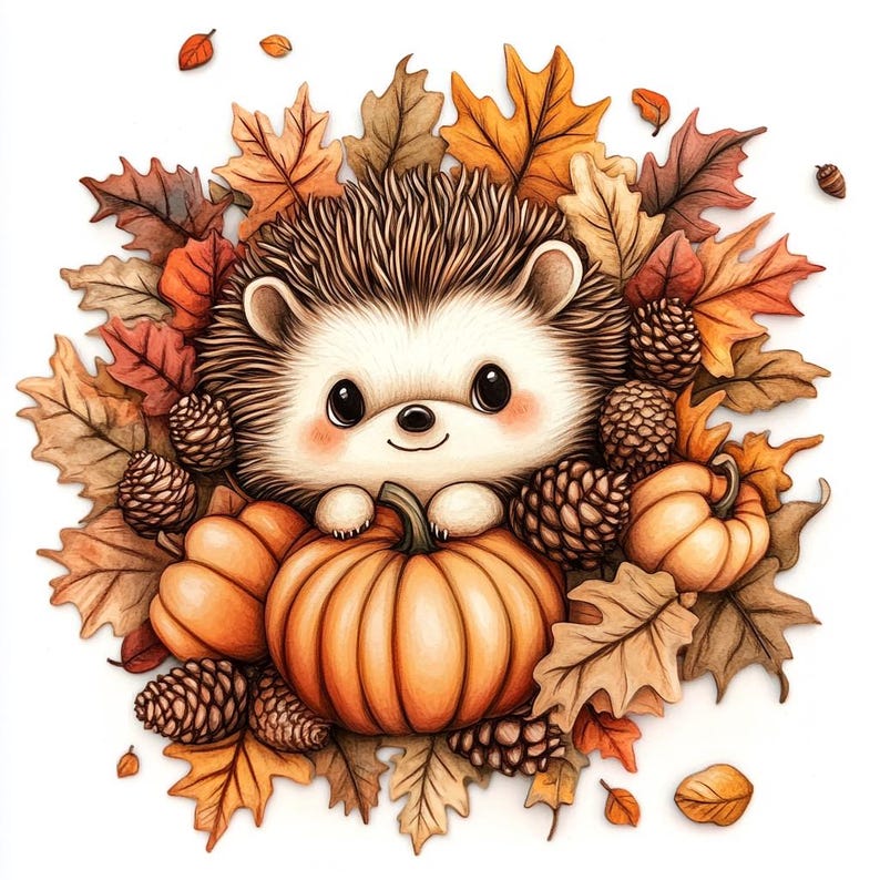 8 Cute Halloween Hedgehogs Clipart, Watercolor Hedgehog Clip Art, High ...