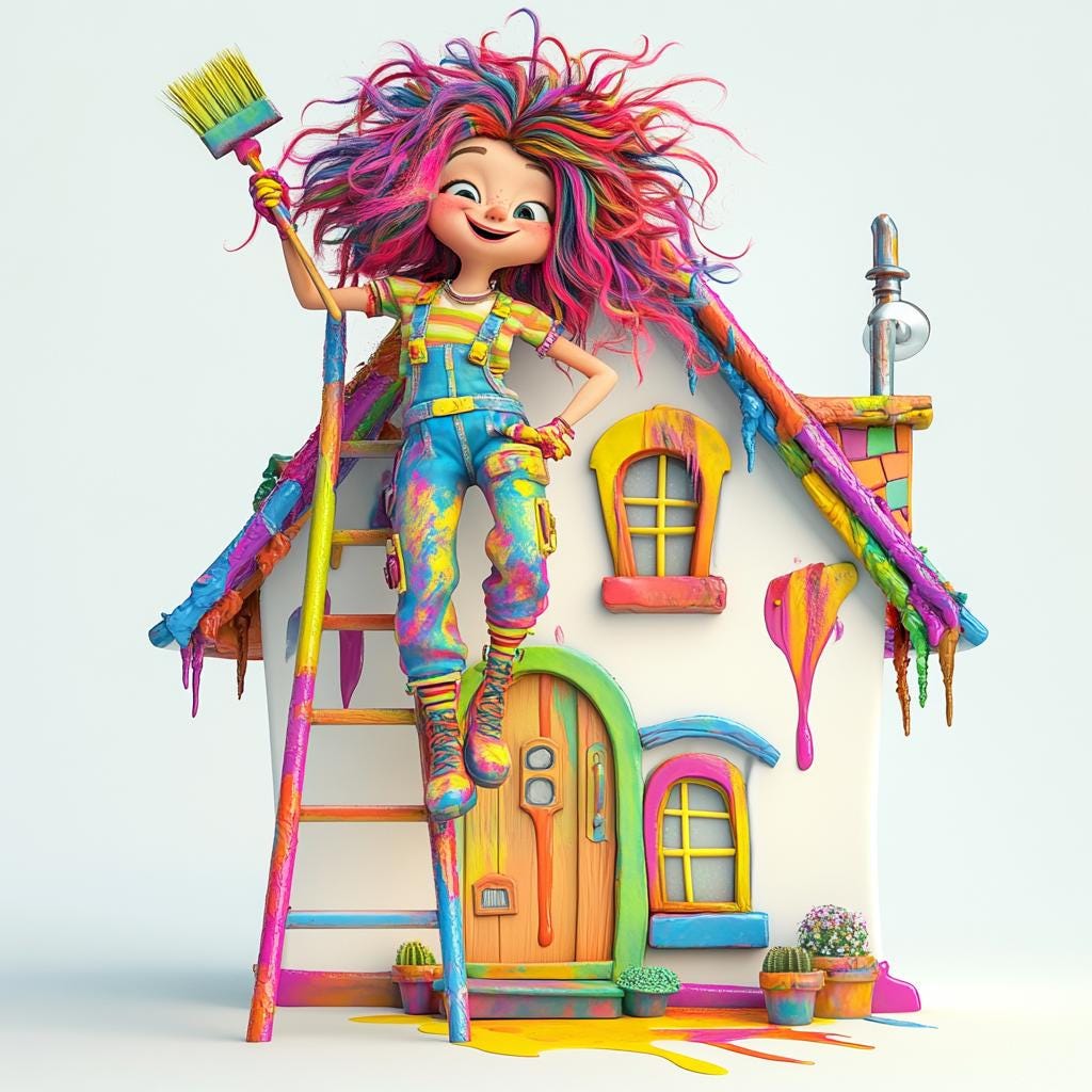 Quirky Girl House Clipart: Whimsical PNG Graphics (commercial Use) - Etsy