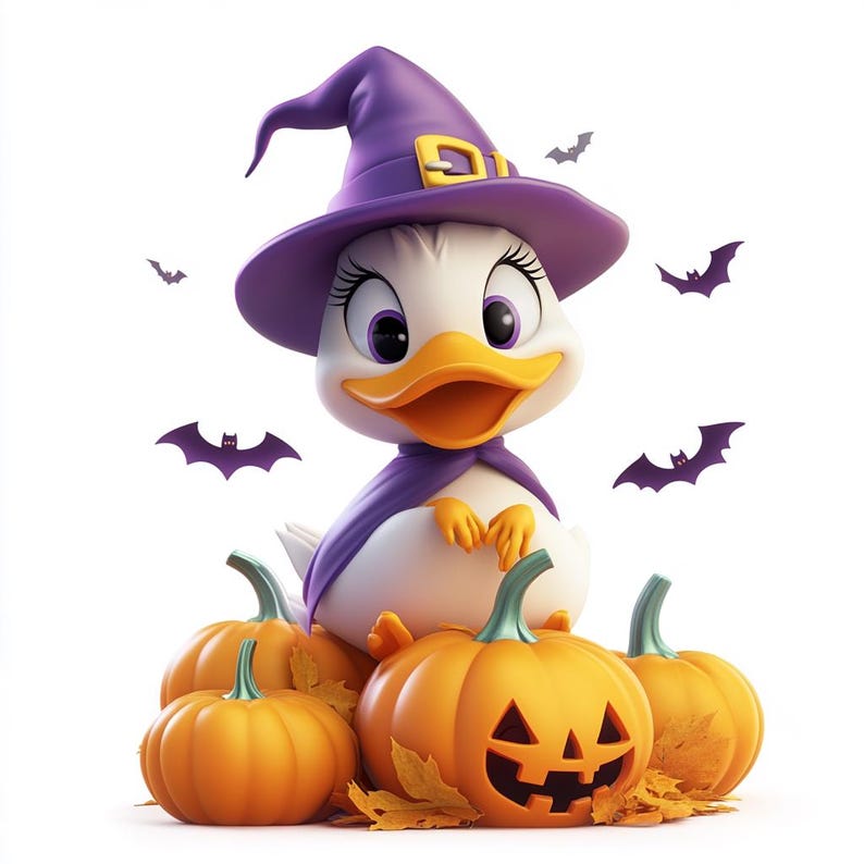 8 Funny Halloween Duck Clipart Hat and Pumpkins PNG,JPJ Quirky ...