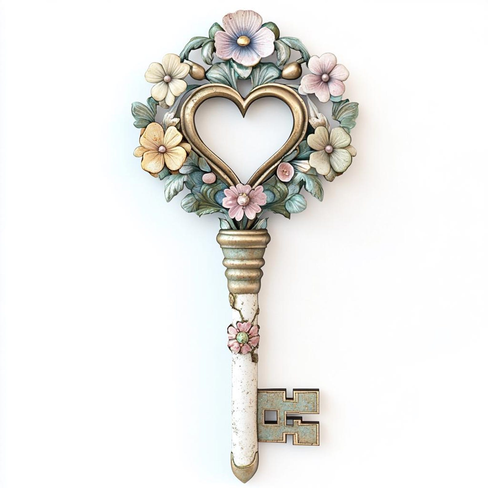 10 Watercolor Floral Skeleton Keys Clipart PNG,JPJ - Transparent ...