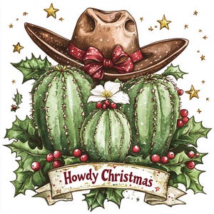 10 Christmas Cactus Clipart, Digital Watercolor Clip Art, Cute Cactus ...