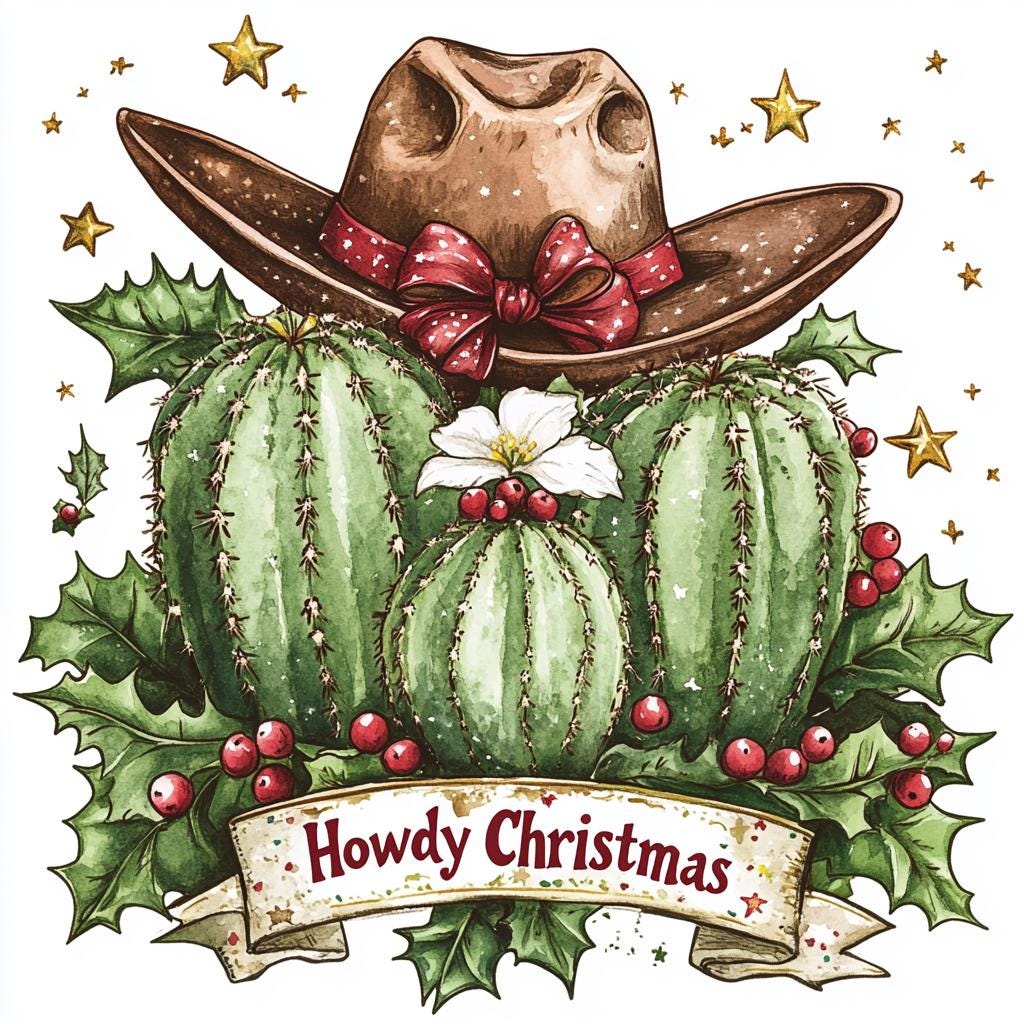 10 Christmas Cactus Clipart, Digital Watercolor Clip Art, Cute Cactus ...