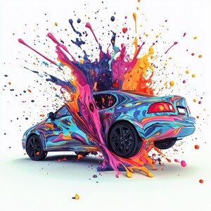Dripping Cars Watercolor Clipart Bundle: Colorful Automobile Graphics ...