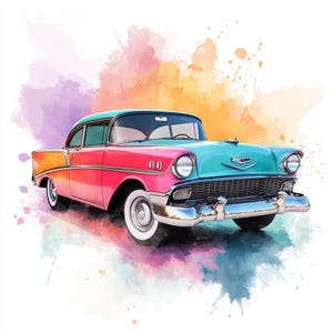 12 Watercolor Automotive Clipart Bundle, Classic Car, JPJ, Classic ...