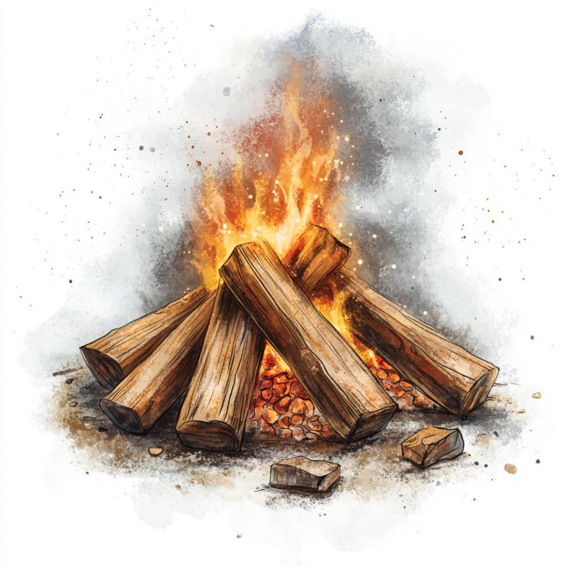 7 Watercolor Bonfire Clipart, Campfire Images,watercolor Clip Art ...
