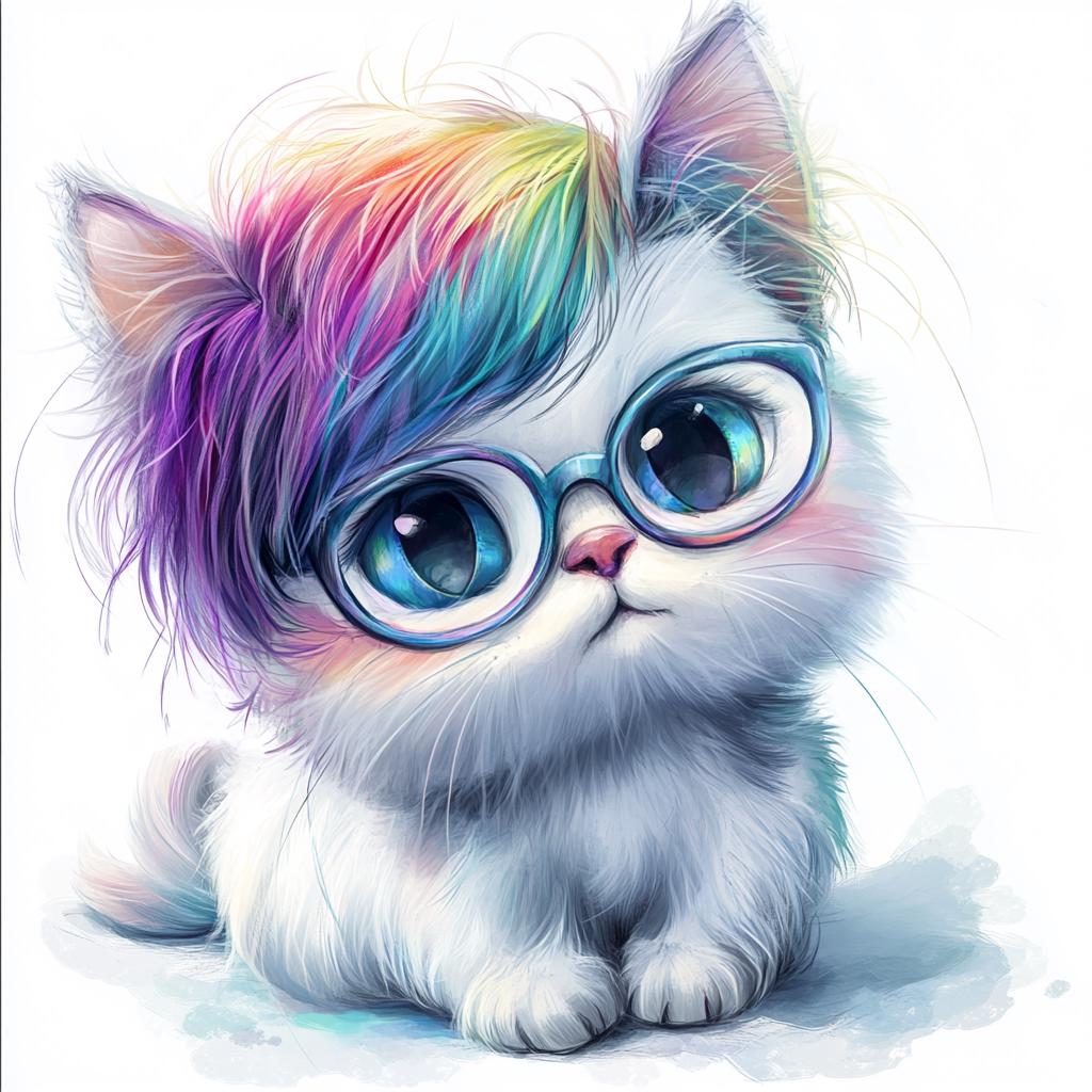 Watercolor Rainbow Kitten Clipart: Colorful Cat PNG, JPG (digital ...