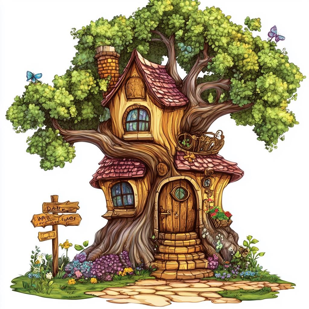 8 Whimsical Tree House Clip Art Set Fun Digital Images Scrapbooks, Card ...