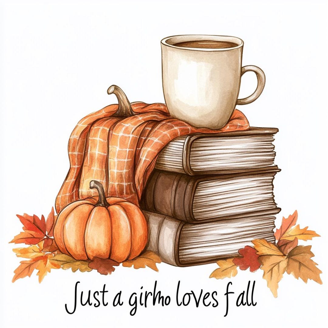 Pumpkin Book Clipart: Autumn Watercolor Graphics (digital File) - Etsy