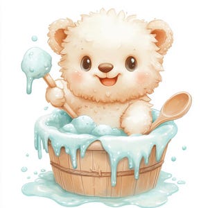 Teddy Bear Watercolor Clipart: Baby Shower Invitation (PNG, JPJ) - Etsy