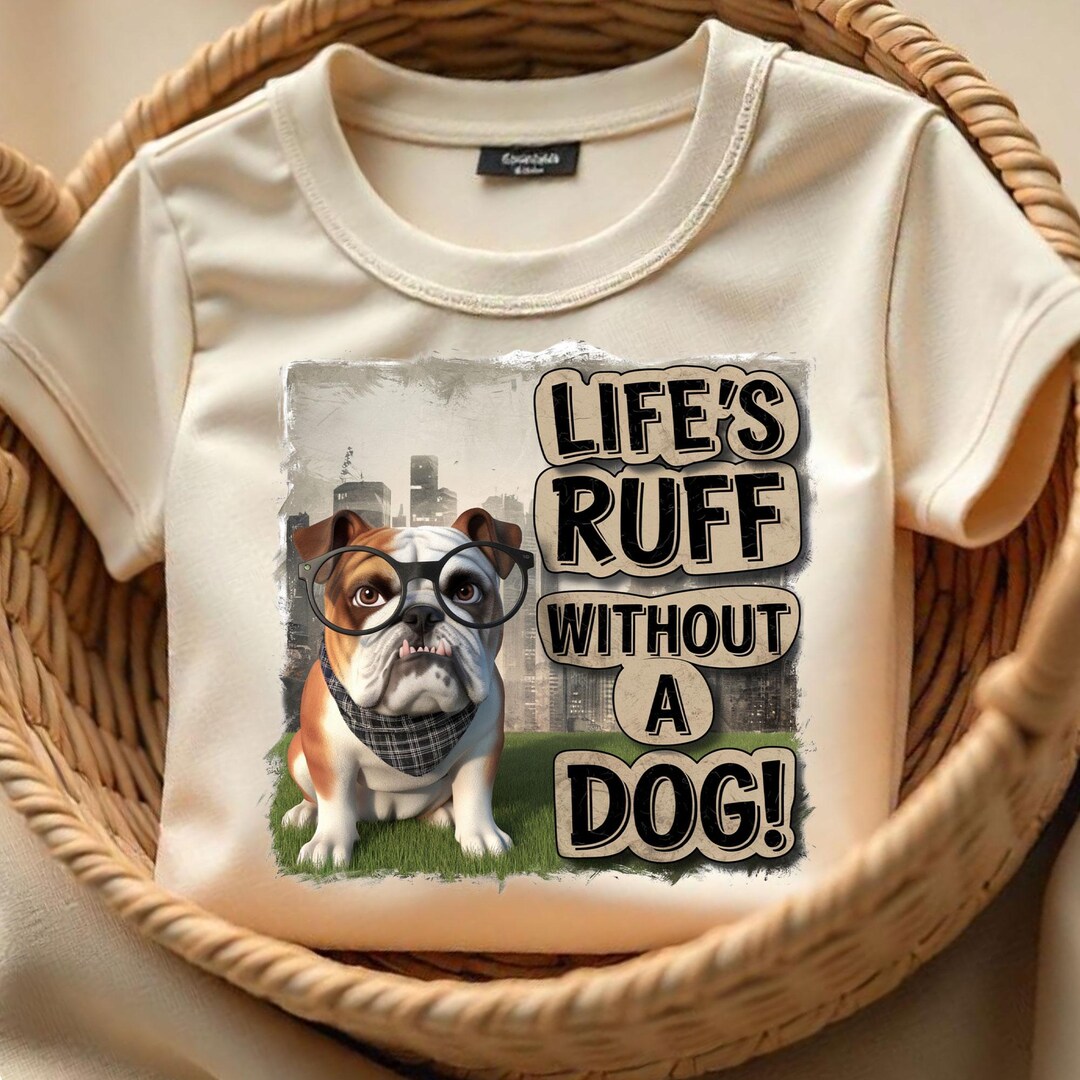 Life’s Ruff Without a Dog PNG, Funny Dog Lover Design, Bulldog Glasses ...