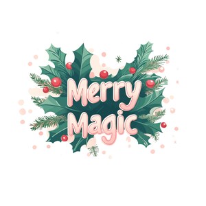 Merry Magic Christmas Clipart: Festive Holiday Designs (PNG, JPG) - Etsy