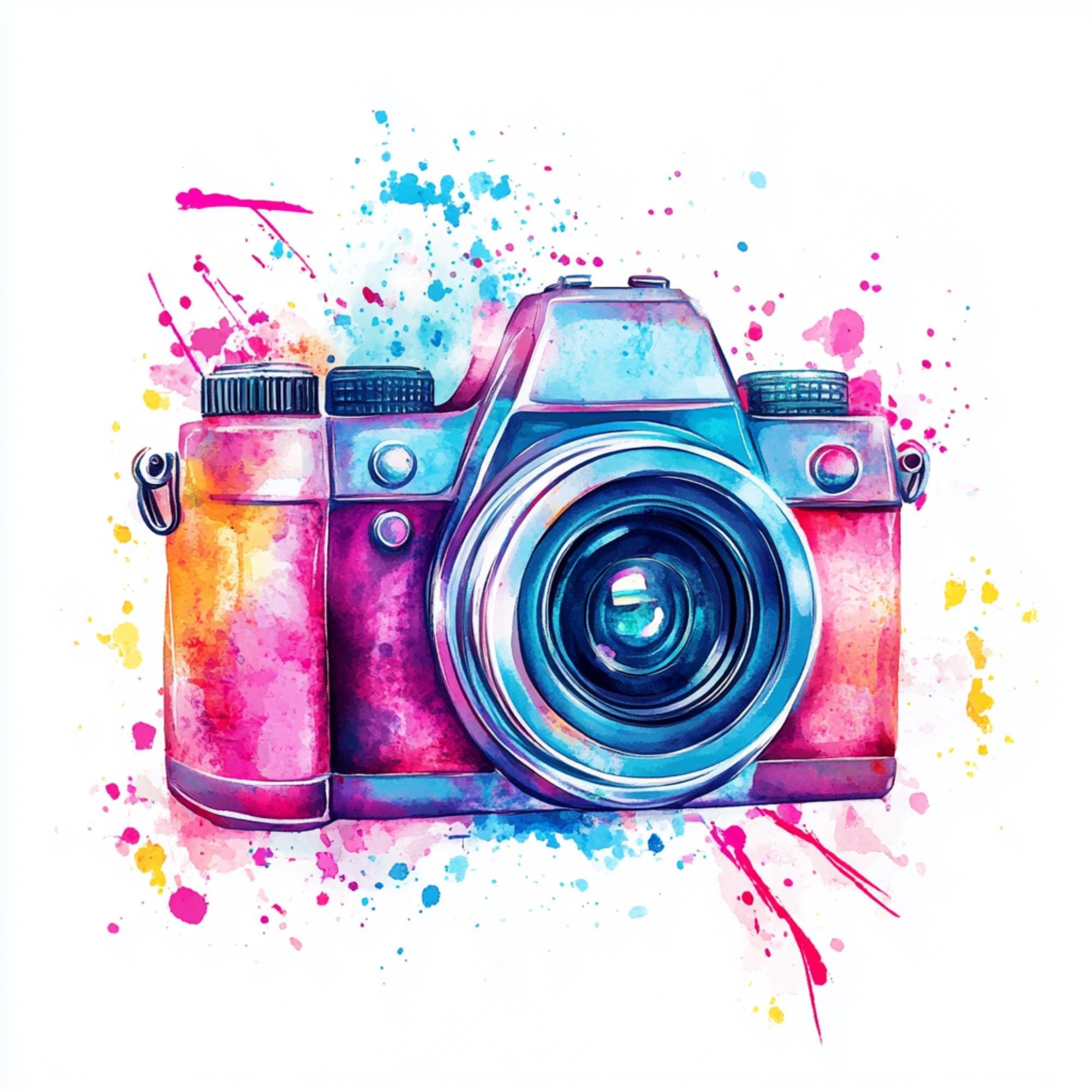 Watercolor Camera Clipart Bundle: Photography Illustrations (digital ...