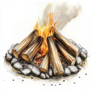 7 Watercolor Bonfire Clipart, Campfire Images,watercolor Clip Art ...