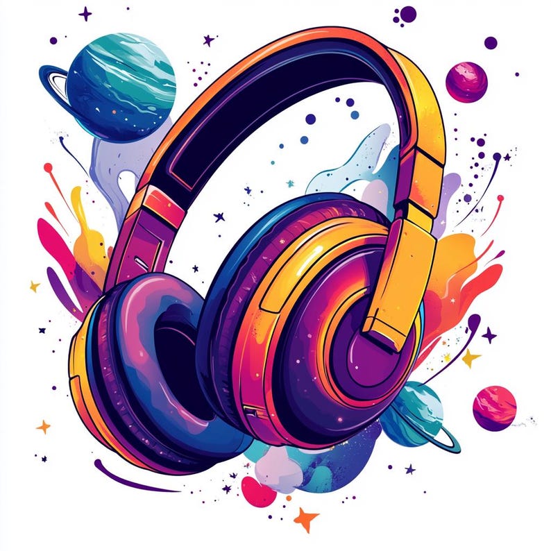 Watercolor Headphones Clipart: Dripping Paint Designs (digital Download ...
