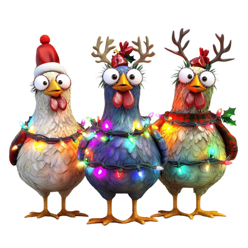 Christmas Chicken Clipart: Festive Holiday Hen Designs (PNG, JPG) - Etsy