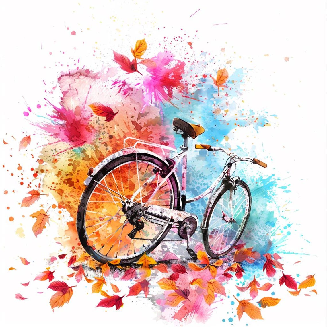 12 Bike With Flowers Clipart,watercolor Floral Bicycle Clipart Bundle ...