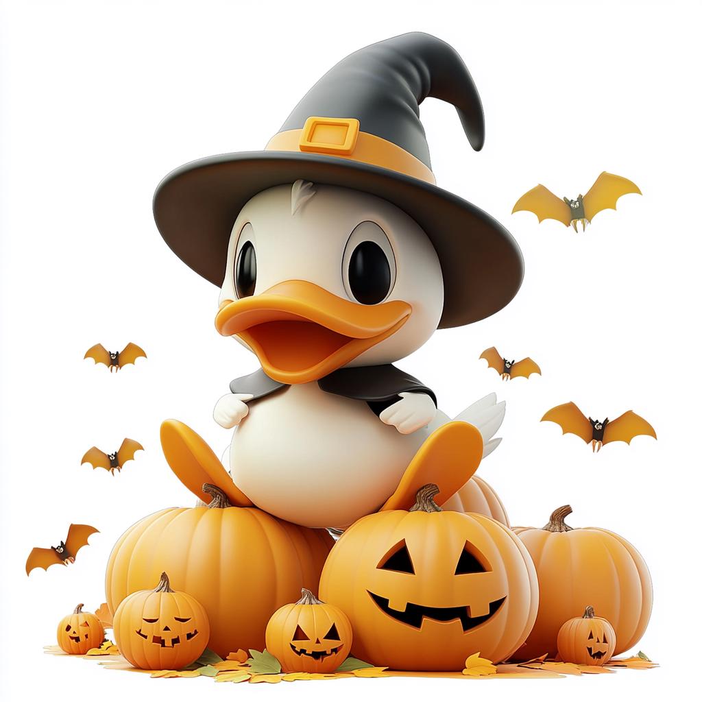 Funny Halloween Duck Clipart: Witch Hat & Pumpkins (PNG, JPG) - Etsy