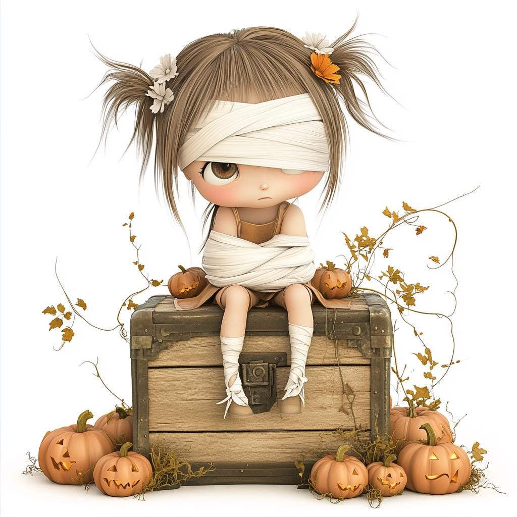 12 Watercolor Halloween Mummy Clipart, Png,jpj, Cute Girl, Halloween ...