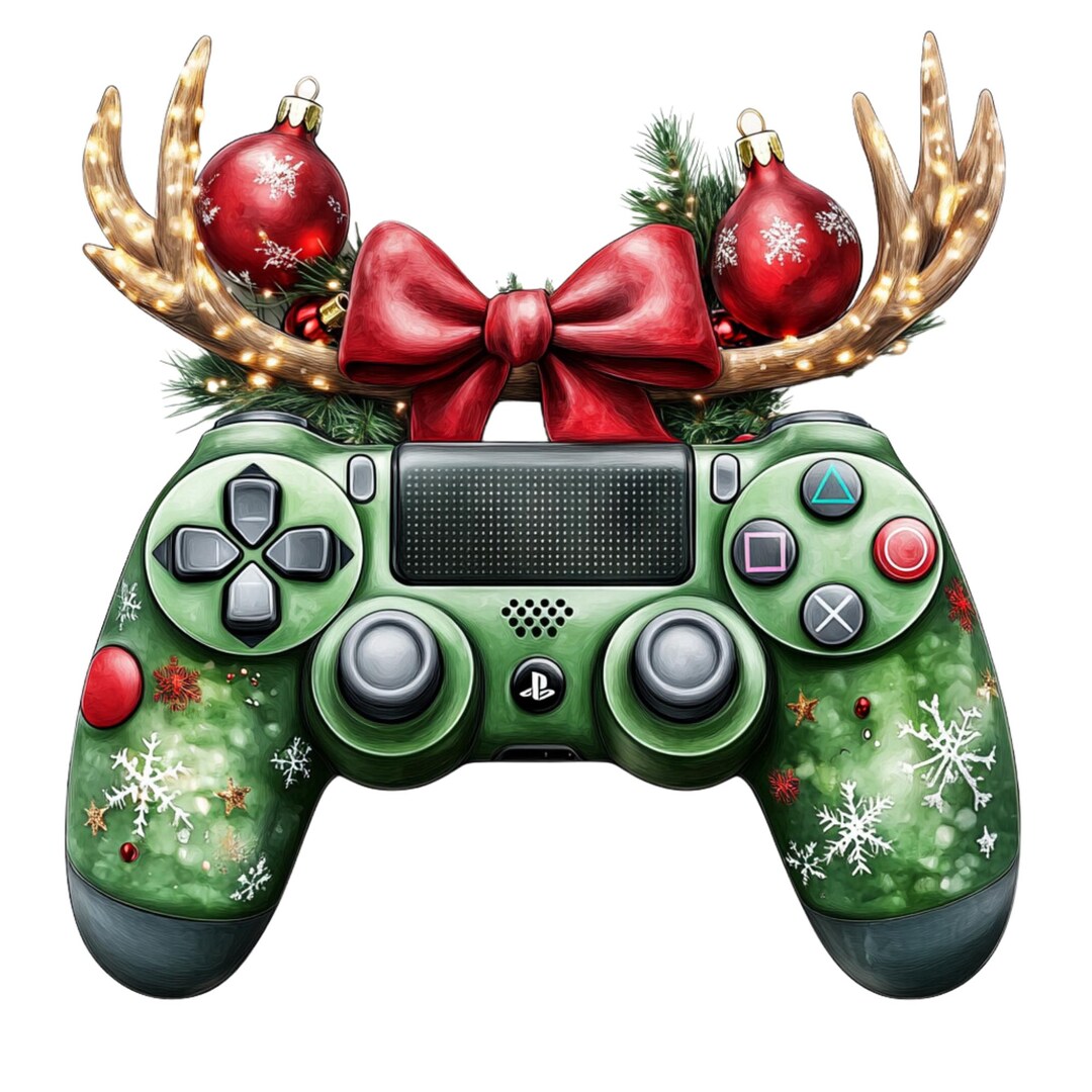 Christmas Game Controller Clipart: Festive Gamer PNG (digital Download ...